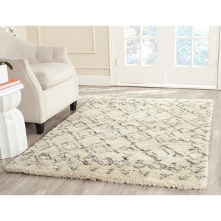 Safavieh Handmade Casablanca Moroccan Flokati Shag Ivory/ Grey Wool Rug ...