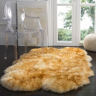 Safavieh Prairie Natural Pelt Sheepskin Wool Champagne/ Copper Brown ...