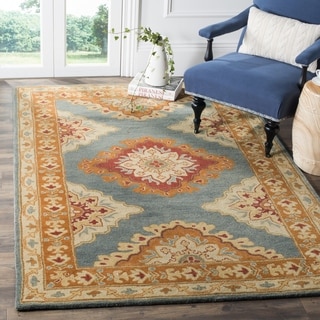 Safavieh Heritage Traditional Oriental Hand-Tufted Wool Blue/ Rust Area ...