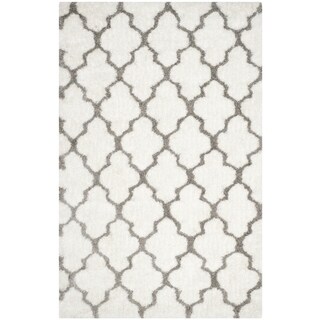 Safavieh Handmade Barcelona Shag White/ Silver Trellis Polyester Rug ...