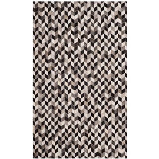 Safavieh Hand-Woven Studio Leather Grey/ Black Leather Rug (3' x 5 ...