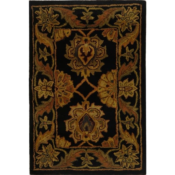 Safavieh Handmade Heritage Timeless Traditional Black Wool Rug - Bed ...
