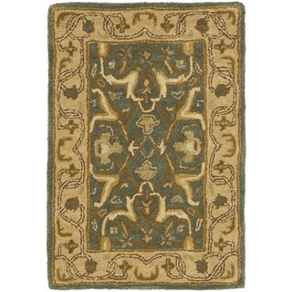Safavieh Handmade Heritage Traditional Kashan Blue/ Beige Wool Rug - 2 ...