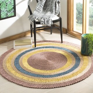 Safavieh Hand-Woven Natural Fiber Lavender/ Multi Jute Rug (3' Round ...