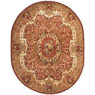 Safavieh Hand-made Classic Rust/ Gold Wool Rug (7'6 x 9'6 Oval) - Bed ...