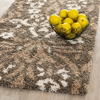 Safavieh Florida Shag Smoke/ Beige Damask Runner - 2'3 x 7' - Bed Bath ...