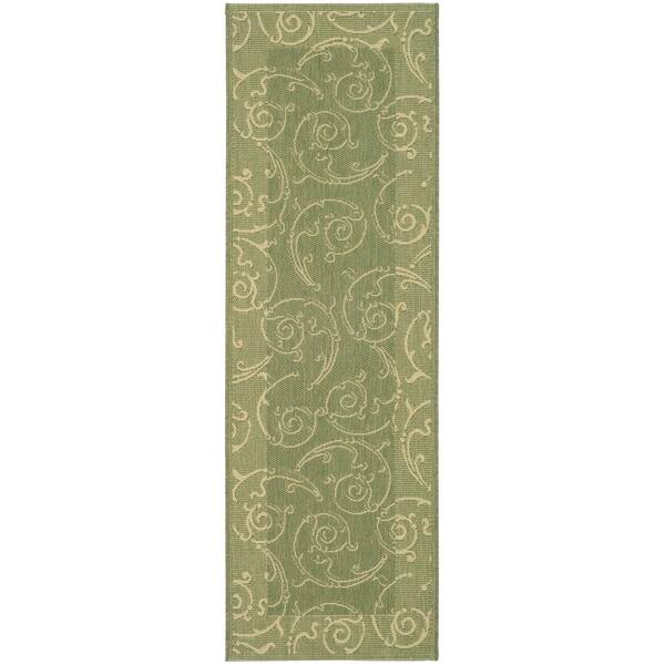 Safavieh Oasis Scrollwork Olive Green/ Natural Indoor/ Outdoor Rug - 2 ...