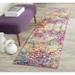 Safavieh Monaco Abstract Watercolor Pink/ Multi Distressed Rug - Bed ...