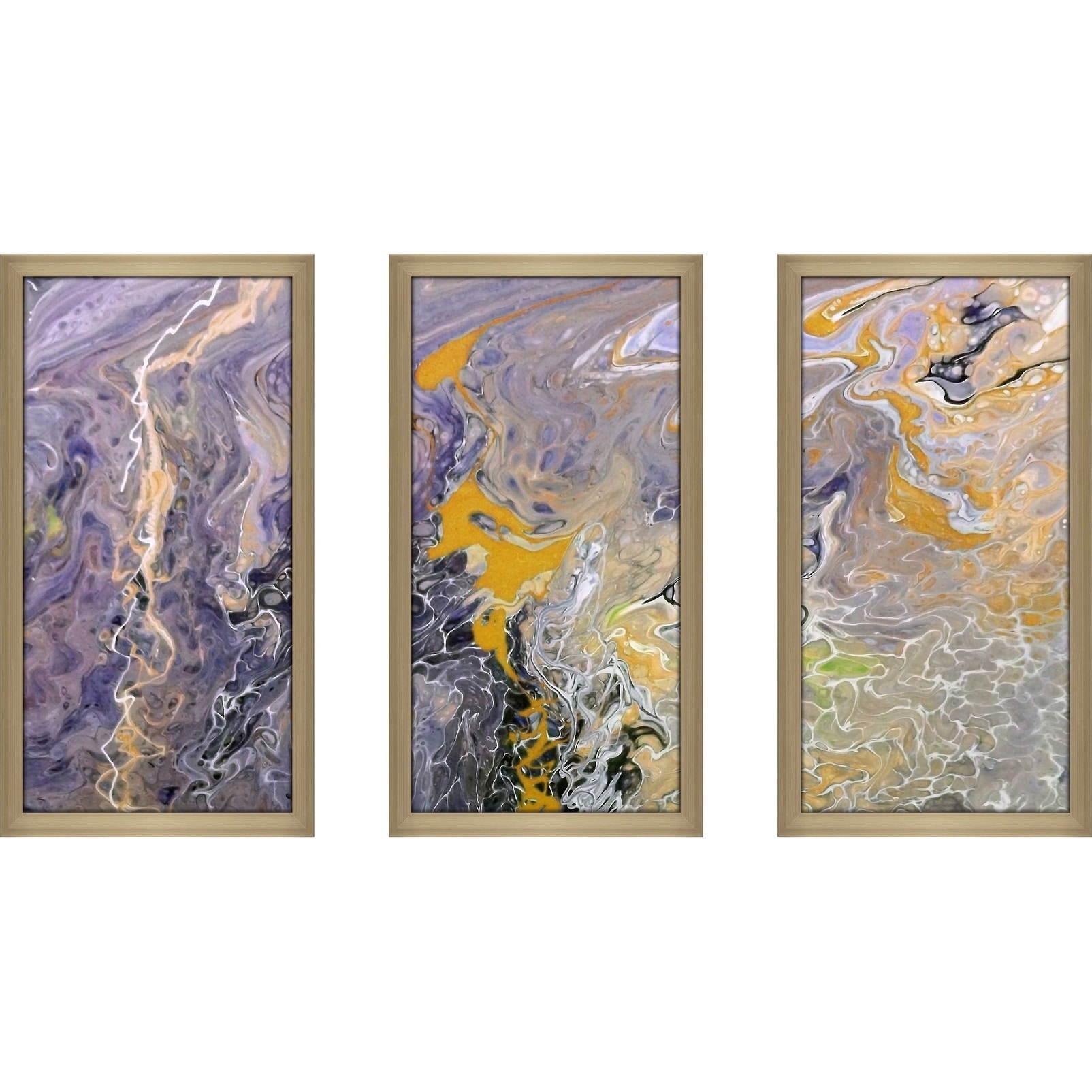 "Yellow Wave " Framed Acrylic Wall Art Set of 3 - Bed Bath & Beyond ...