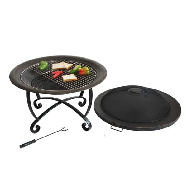 Riverside 29-in Wood Fire Pit Set - Heavy-Gauge Steel with Copper ...