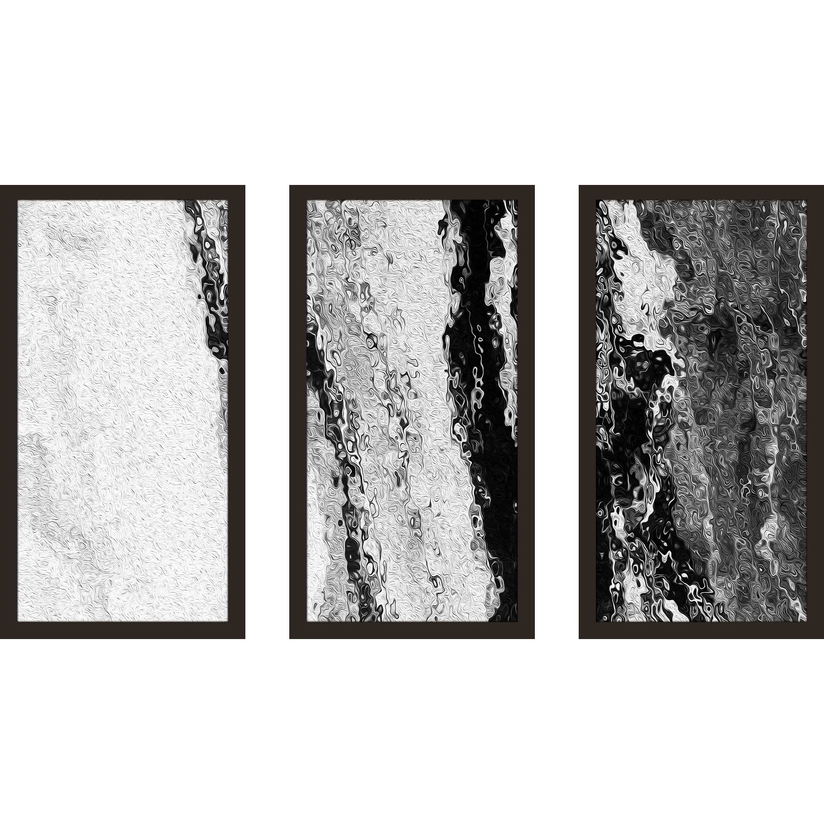 "Black and White Fluid Art I" Framed Acrylic Wall Art Set of 3 - Bed ...