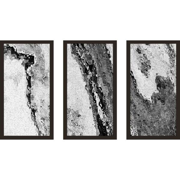 "Black and White Fluid Art I" Framed Acrylic Wall Art Set of 3 - Bed ...