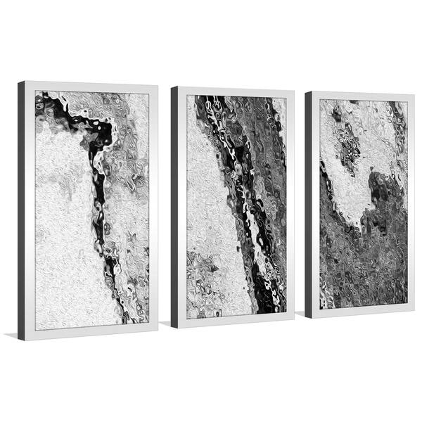 "Black and White Fluid Art I" Framed Acrylic Wall Art Set of 3 - Bed ...