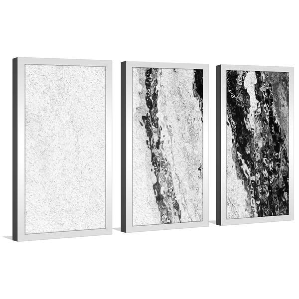 "Black and White Fluid Art III" Framed Acrylic Wall Art Set of 3 - Bed ...