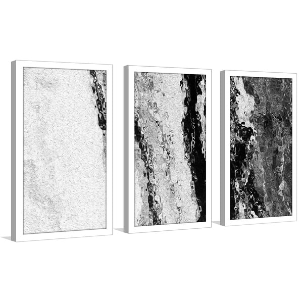 "Black and White Fluid Art II" Framed Acrylic Wall Art Set of 3 - Bed ...