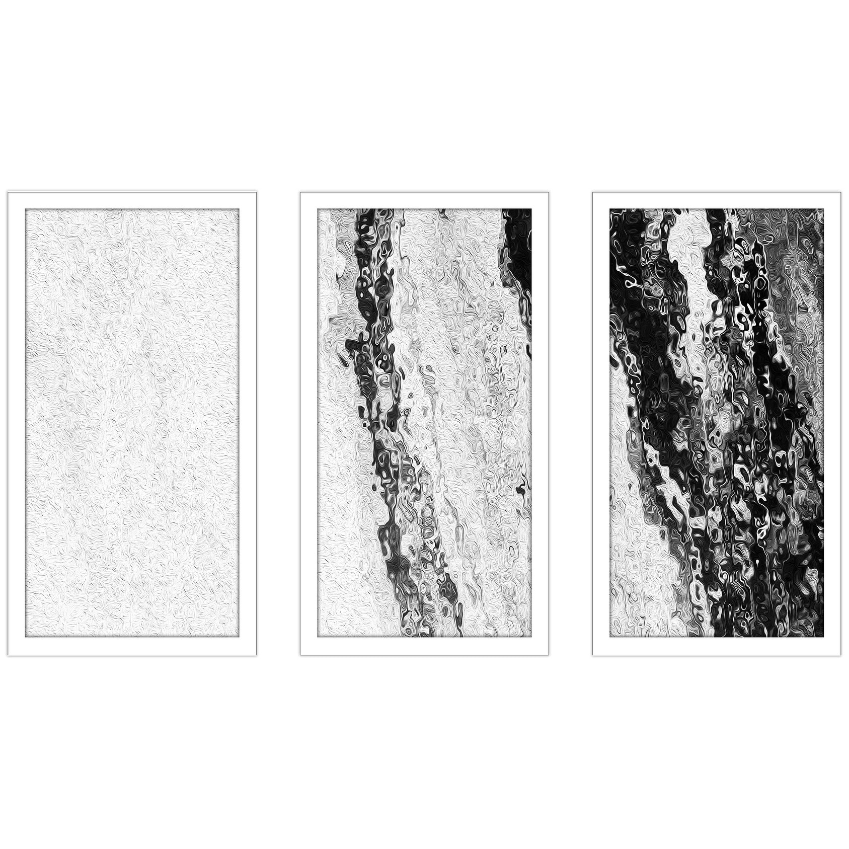 "Black and White Fluid Art I" Framed Acrylic Wall Art Set of 3 - Bed ...