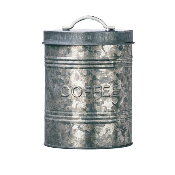 Rustic Kitchen Galvanized Metal Coffee Storage Canister, 76 oz - Bed ...