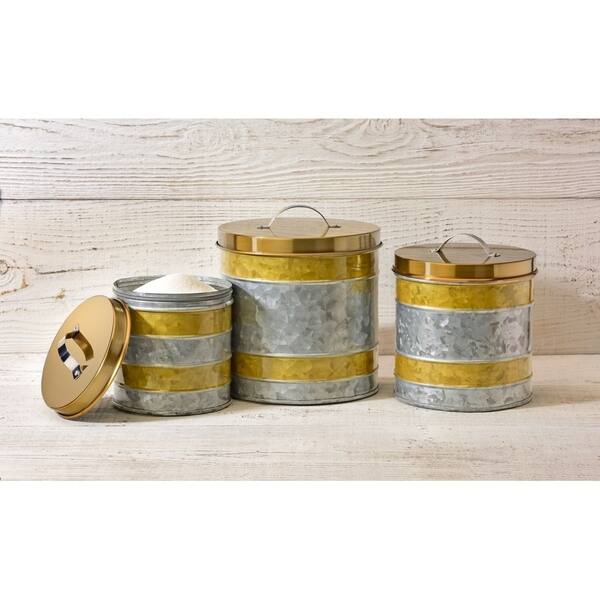 Amelia Gold Galvanized Canister SM - Bed Bath & Beyond - 21145930