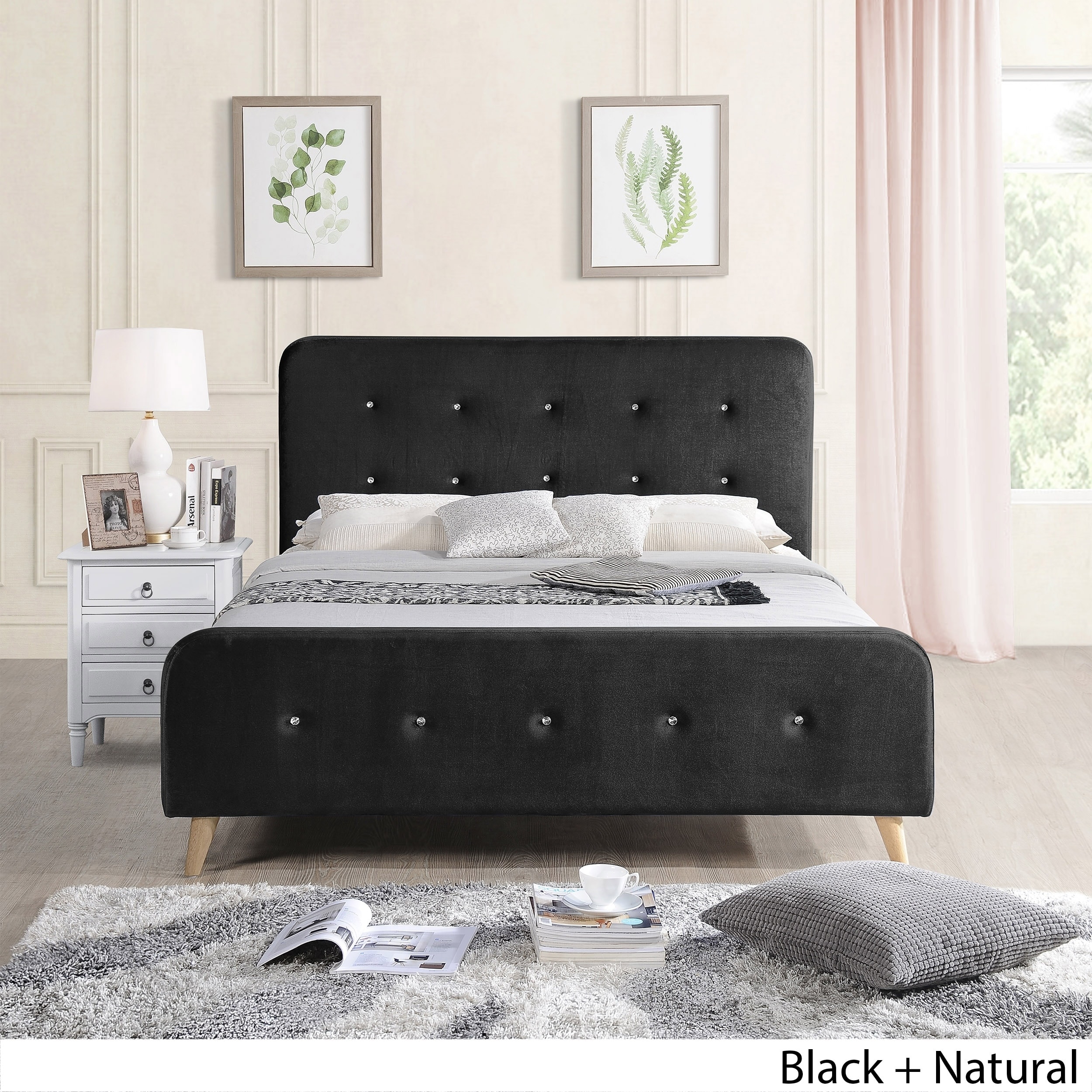 Priya Mid Century Velvet Queen Platform Bed Frame by Christopher Knight ...