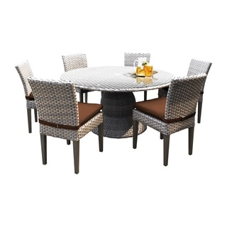 Sea Breeze OH0605 Outdoor Patio Wicker Dining Set with 6 Side Chairs ...