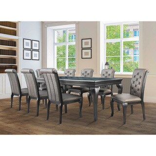 Mora Glam Silver Solid Wood Tufted 9-Piece Dining Set by Furniture of ...