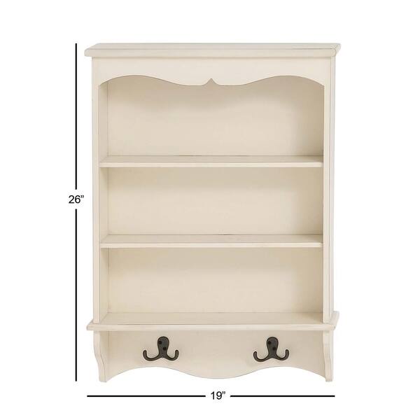 The Gray Barn Joyful Stream White MDF Wall Shelf with Hooks - Bed Bath ...