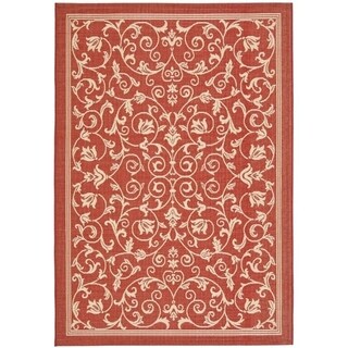 Safavieh Resorts Scrollwork Red/ Natural Indoor/ Outdoor Rug - 4' x 5'7 ...