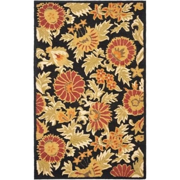 Safavieh Handmade Blossom Flowers Black Wool Rug - 4' x 6' - Bed Bath ...