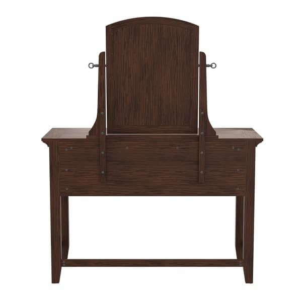 Modern Mission Bedroom Vanity and Mirror in Vintage Oak Finish - On ...