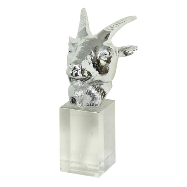 Harp & Finial Goat Chrome Bust Resin Statue - Crystal Stand - Bed Bath ...