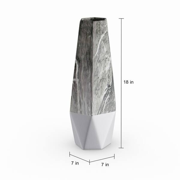 Carson Carrington Alavus Ceramic Grey Marble Vase 7 inches wide, 18 ...