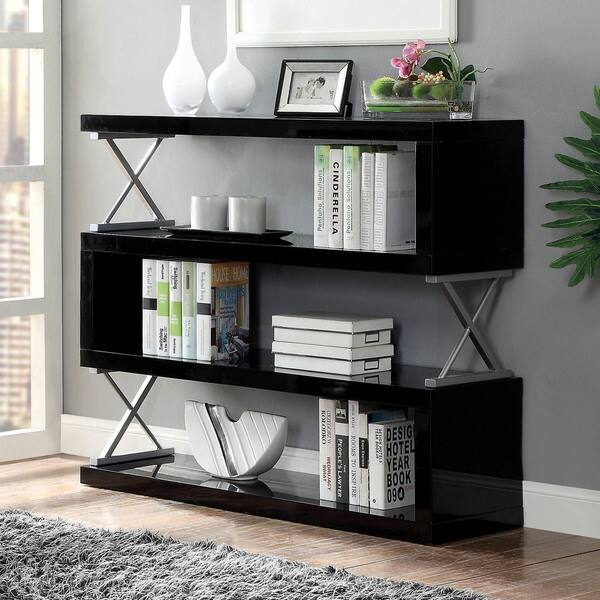 Loop Contemporary Metal 4-Tier Open Back Bookcase by Furniture of America - Bed Bath & Beyond ...
