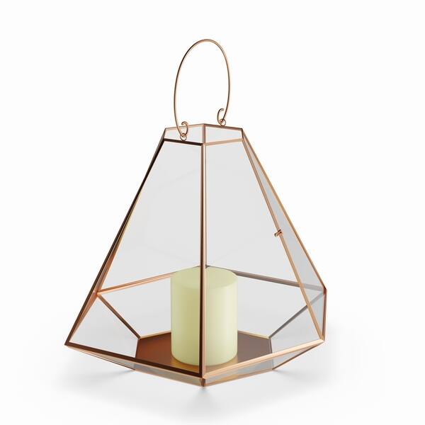 The Curated Nomad Verona Metal and Glass Pyramid Lantern - Bed Bath ...