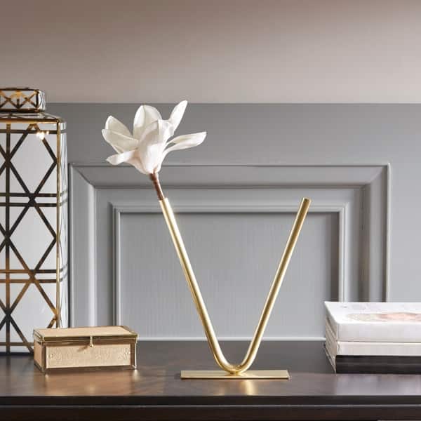 Madison Park Signature Hera Brass V Shaped Tube Vase (Large) - Bed Bath ...