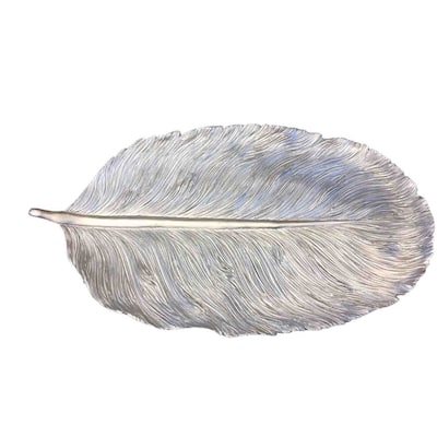 Sagebrook Home 12598-01 Decorative Resin Feather Plate, Silver ...