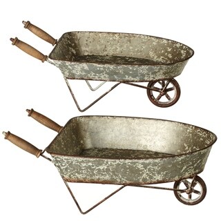 Distressed Galvanized Mini Wheelbarrow set/2. - Bed Bath & Beyond ...