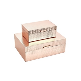 Sagebrook Home 13202-01 Metal/Wood Storage Boxes, Rose Gold Mdf/Glass ...