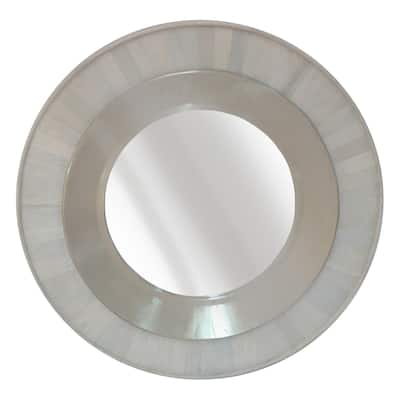 Sagebrook Home 13515-02 Wooden Round Mirror, Silver Inside Edge ...