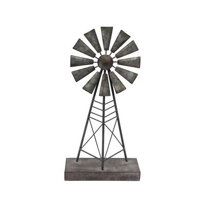 Sagebrook Home 12642-04 Metal Windmill Table Decor, Gray Iron, 7.75 x 3 ...