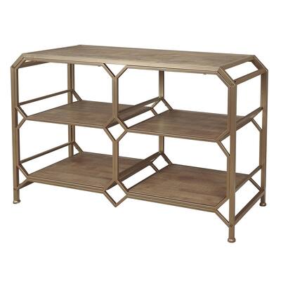 Sagebrook Home 12817-01 Wood & Metal Console Table, Natural/Bronze, Kd ...