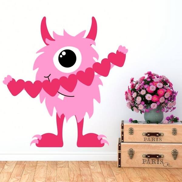 Cute Pink Monster Hearts Full Color Wall Decal Sticker K-1105 FRST Size ...