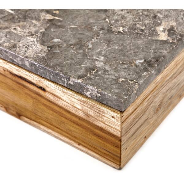 Napoleon Grey Marble and Natural Wood Boxes (Set of 2) - Bed Bath ...