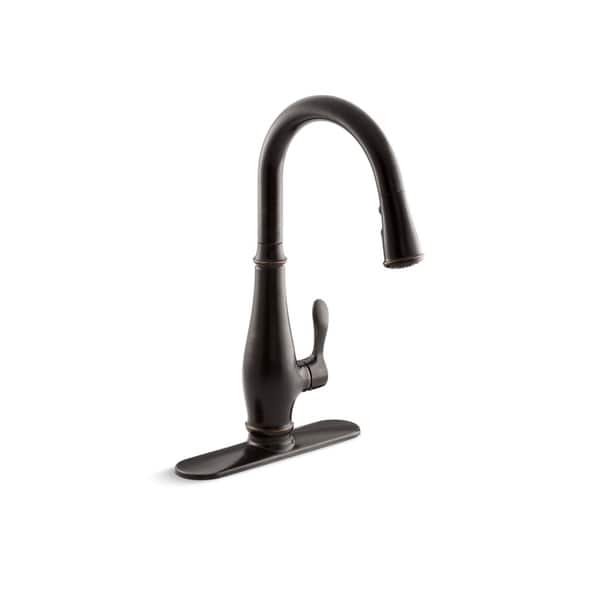 Kohler Cruette Single-Handle Pull-Down Kitchen Faucet Oil-Rubbed Bronze ...