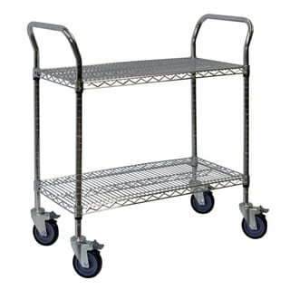 Shelving-Pro Chrome Wire Shelving Cart, 18 x 60, 2 Shelves - Bed Bath ...