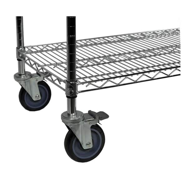 Shelving-Pro Chrome Wire Shelving with Wheels, 24 x 36 x 63, 4 Shelves ...