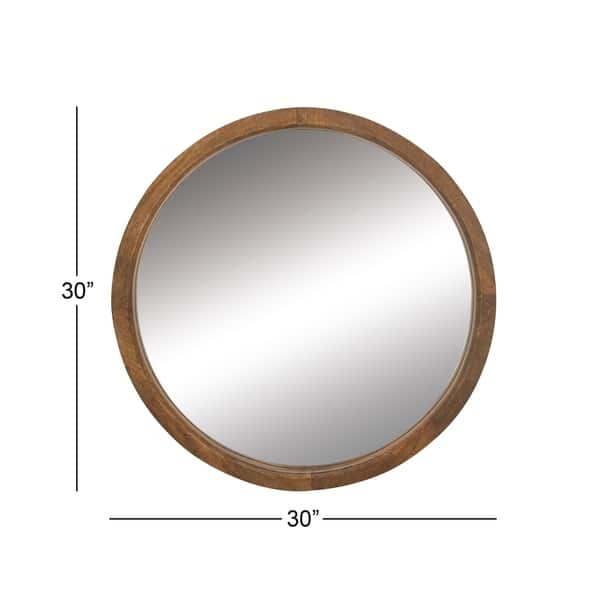 Modern 30 Inch Brown Round Wood and Iron Wall Mirror by Studio 350 ...