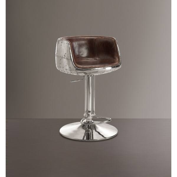 Comfy Adjustable Stool with Swivel, Vintage Brown & Silver - Bed Bath ...