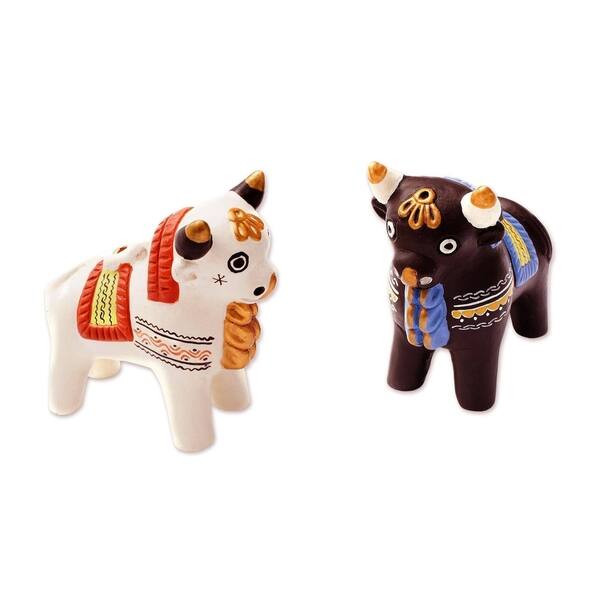 Handmade Ceramic Figurines, 'Little Bulls Of Pucara' (Peru) - Bed Bath ...