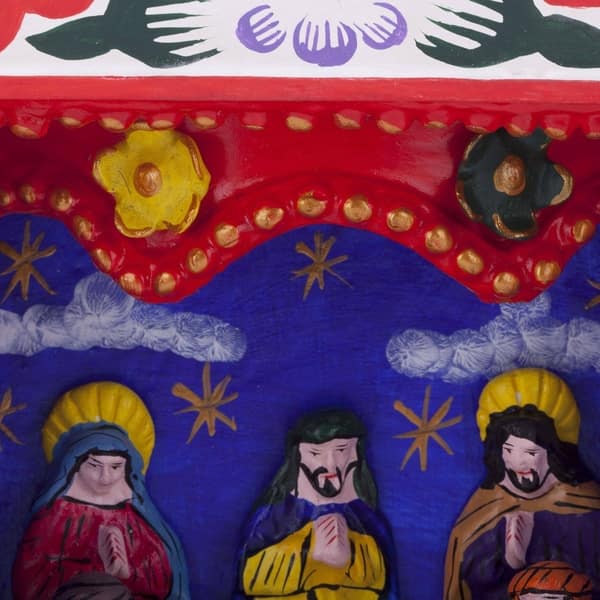 Handmade Wood Retablo, 'Holy Family With The Magi' (Peru) - Bed Bath ...