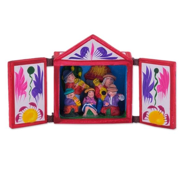 Handmade Wood And Ceramic Retablo, 'Andean Music' (Peru) - Bed Bath ...